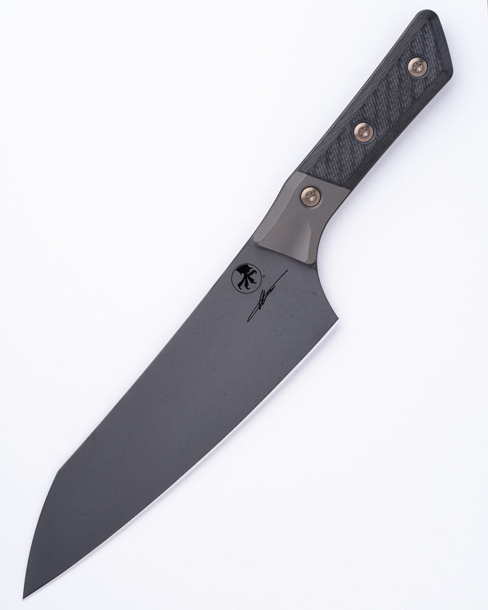 Chef Knife DLC Standard Bronze Titanium Bolster Carbon Fiber Signature ...